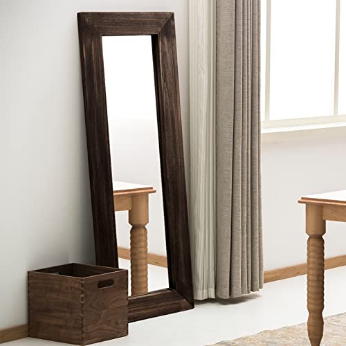 MAXYOYO Rustic Wood Floor Mirror Full Length, 63 x 24 Wall Mirror for Bathroom, Large Mirror Full Body Dressing Mirror for Living Room, Bedroom, Leaning Against Wall/Wall-Mounted Mirror