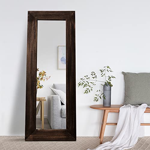 MAXYOYO Rustic Wood Floor Mirror Full Length, 63 x 24 Wall Mirror for Bathroom, Large Mirror Full Body Dressing Mirror for Living Room, Bedroom, Leaning Against Wall/Wall-Mounted Mirror