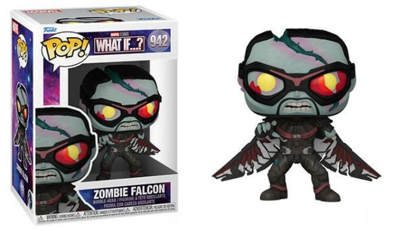POP Marvel: What If | Zombie Falcon Funko Pop | Vinyl Figure (Bundled with Compatible Pop Box Protector Case), Multicolor, 3.75 inches