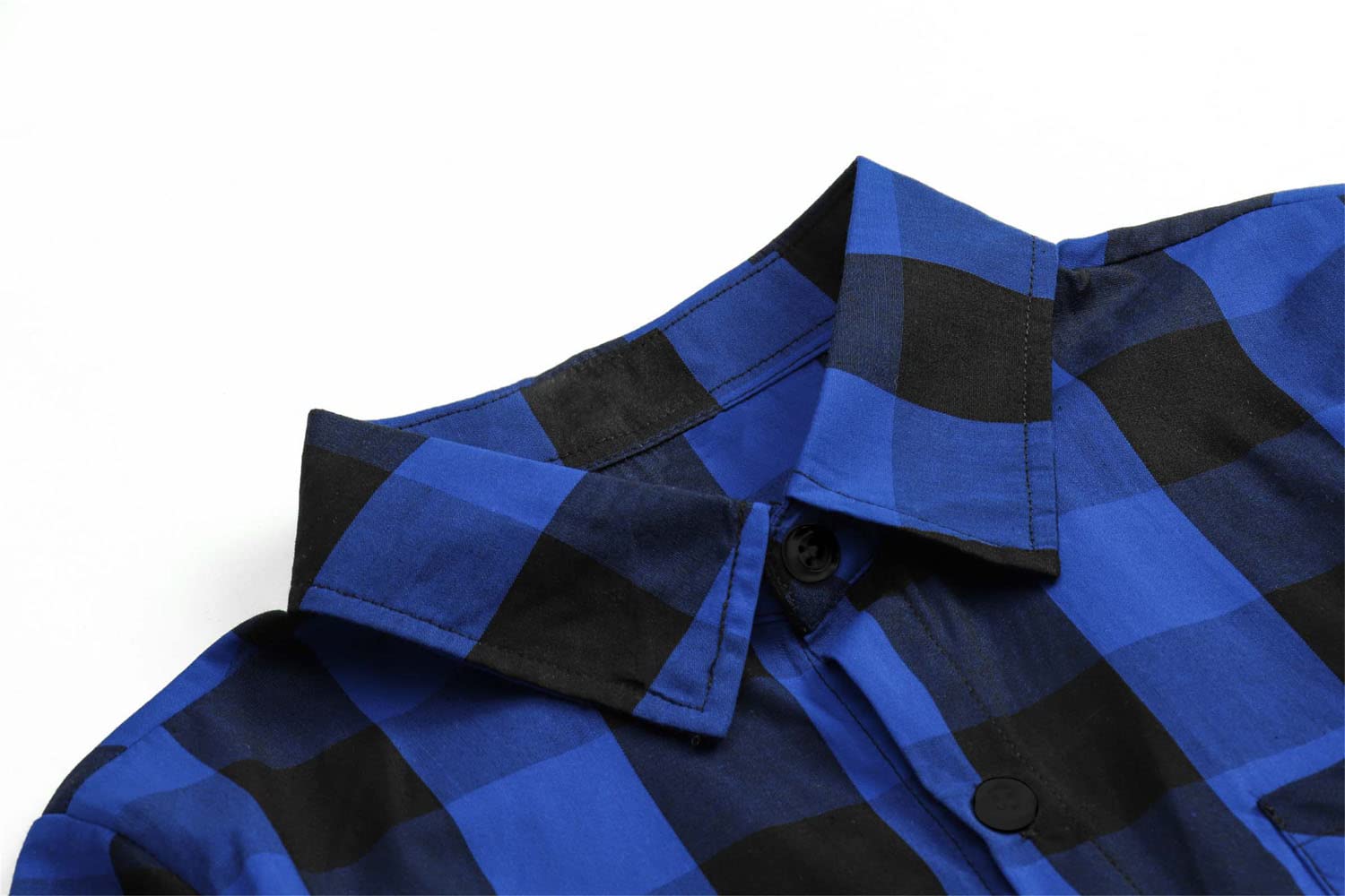 Cromoncent Mens Plaid Shirt Short Sleeve Summer Button Down Shirts Buffalo Plaid Blue, Large