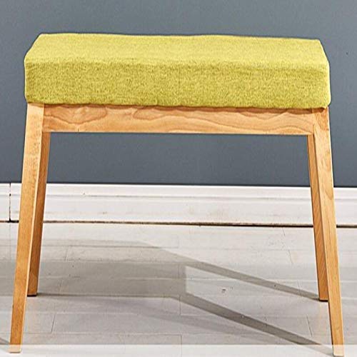 Nordic Bench-Dining Chair Solid Wood Simple Dining Stool Home Low Stool Fashion Shoes Square Stool Dining Stool Bed Tail Stool Footstool (Color:Green)