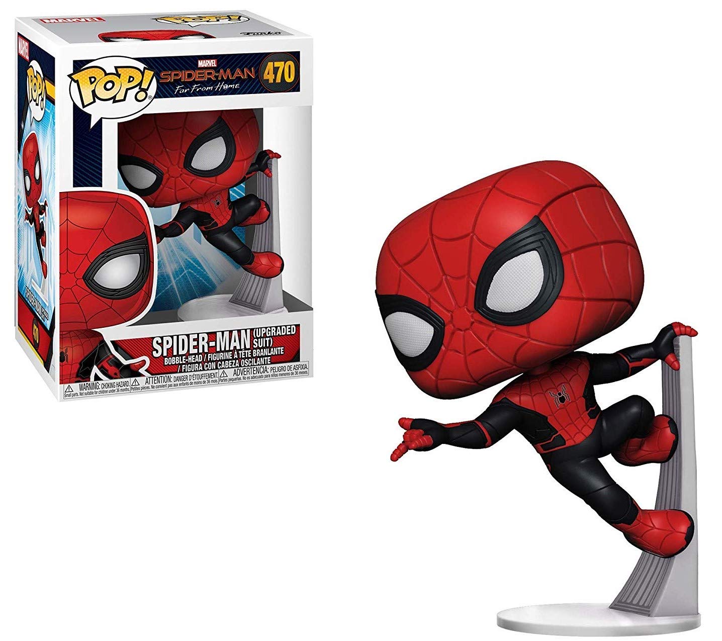 Spider-Man POP Marvel Far from Home Upgraded Suit Funko Pop! Vinyl Figure (Bundled with Compatible Pop Box Protector Case), Multicolor, 3.75 inches