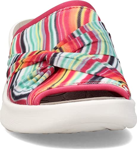 BZees Women's Smile II Slide Sandal, Wave Stripe, 8.5