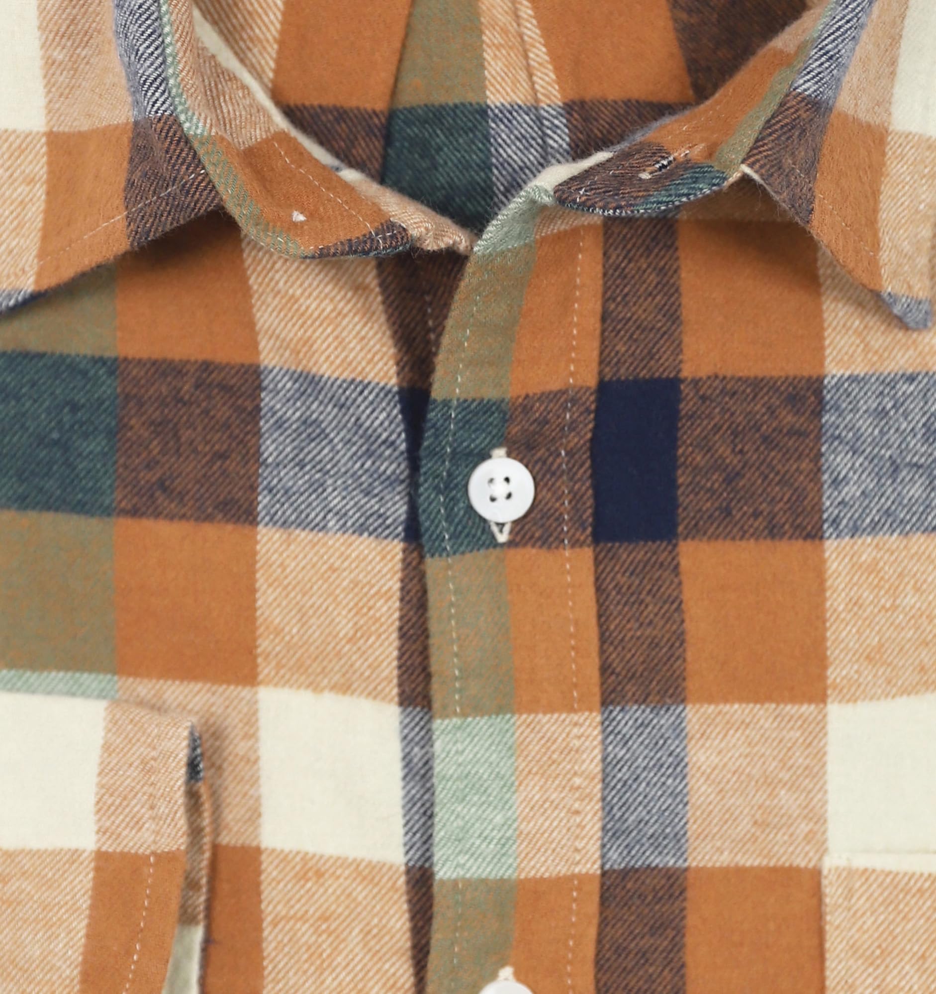 J.Crew Mercantile Men's Long Sleeve Slim-Fit Flannel Shirt (L, Brown Natural Gingham)