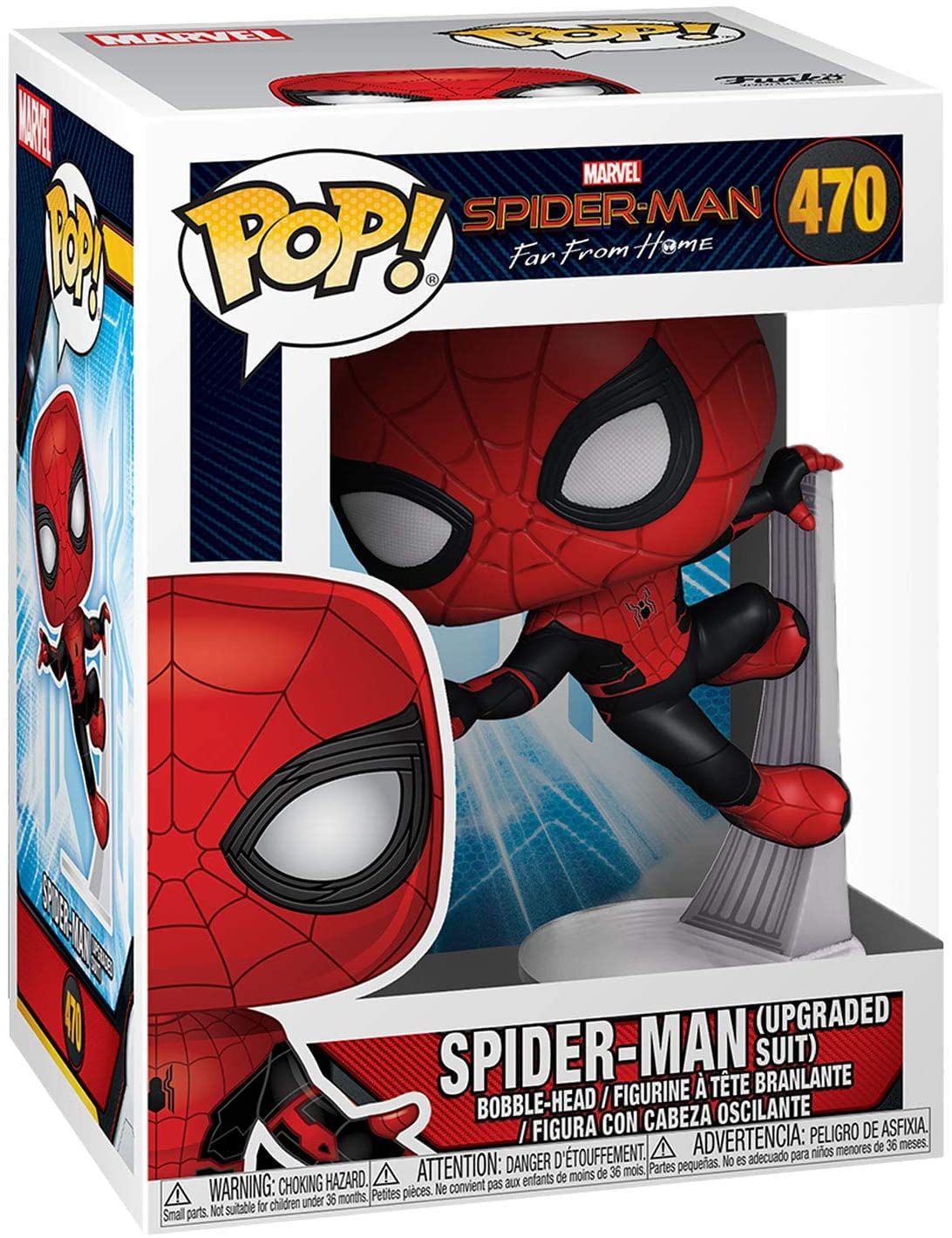 Spider-Man POP Marvel Far from Home Upgraded Suit Funko Pop! Vinyl Figure (Bundled with Compatible Pop Box Protector Case), Multicolor, 3.75 inches