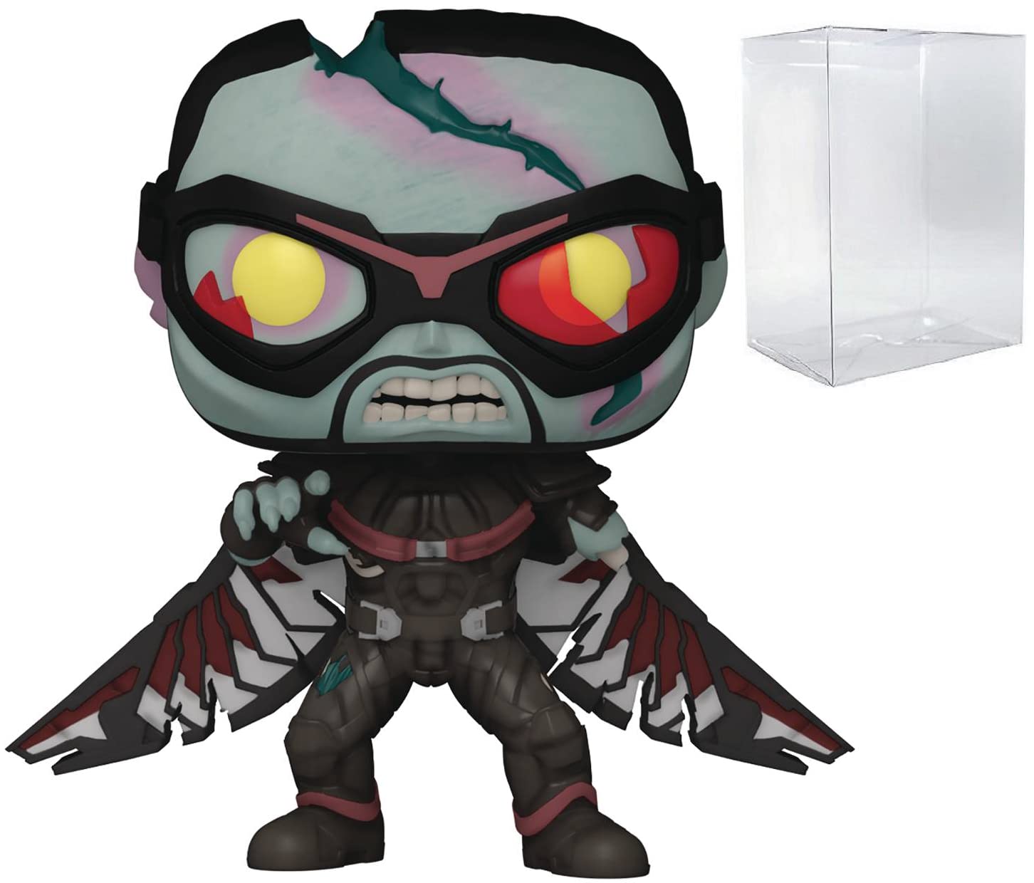 POP Marvel: What If | Zombie Falcon Funko Pop | Vinyl Figure (Bundled with Compatible Pop Box Protector Case), Multicolor, 3.75 inches