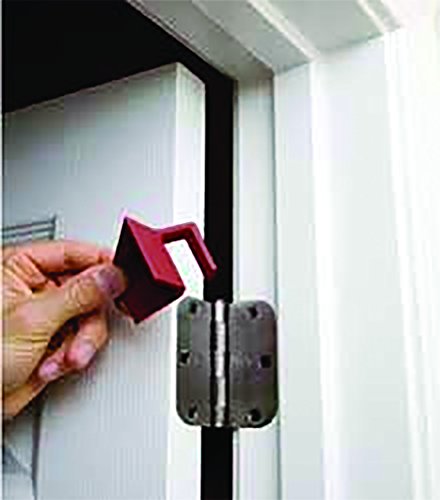 Door Stop, Hangs on Hinge and Keeps Door Open, Red (DSR)