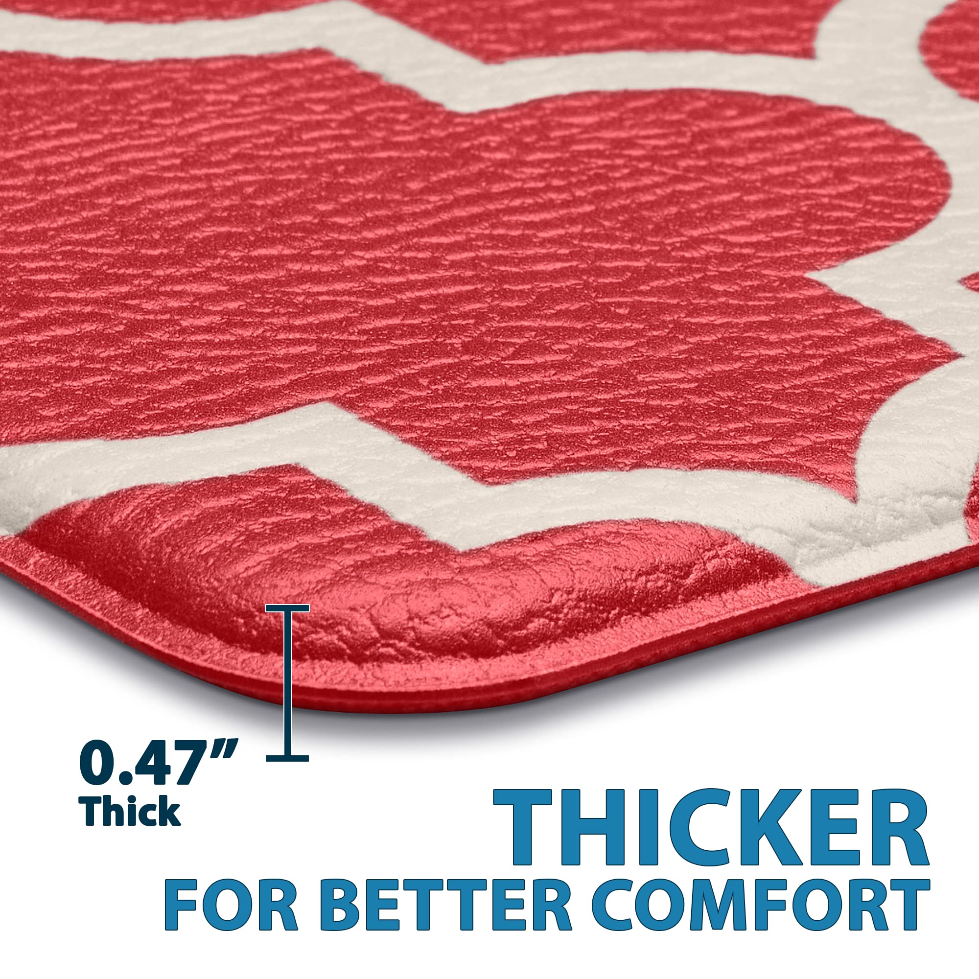 ComfiLife Kitchen Mats for Floor (2 PCs) β Cushioned Anti Fatigue Kitchen Rug for Comfortable Standing β Waterproof, Easy Clean, Non-Slip, Thick Kitchen Mat Set for Home, Office, Sink, Laundry (Red)