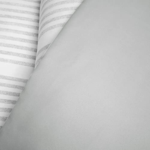 Lush Decor Farmhouse Drew Stripe Silver-Infused 5 Piece Comforter Set, King, Neutral