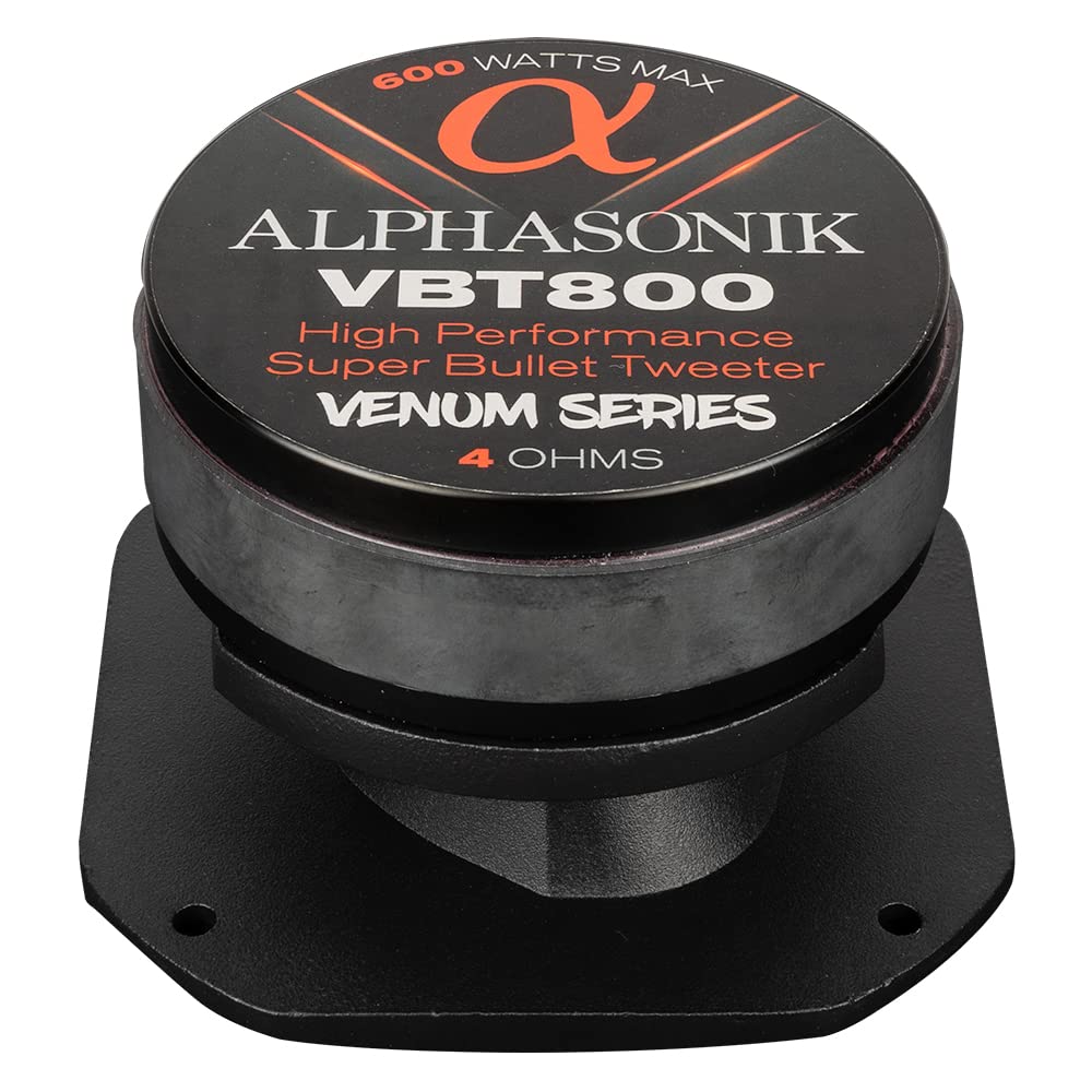 Alphasonik VBT800 VENUM PRO Series 4" High Performance Super Bullet Tweeter for Car Audio 600 Watts MAX 150 Watts RMS 1.5" Voice Coil, Ferrite Magnet, Cast Frame, Billet Aluminum Phase Plug, 4-Ohm