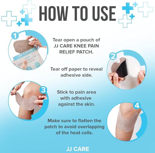 JJ CARE Knee Patches - 14 Pcs Knee Patches for Pain Relief Extra Strength - 5.5" x 3.9" Pain Relief Patch for Knee, Knee Pain Relief Patch for Arthritis, Inflammation, Sciatica, Muscle & Joint