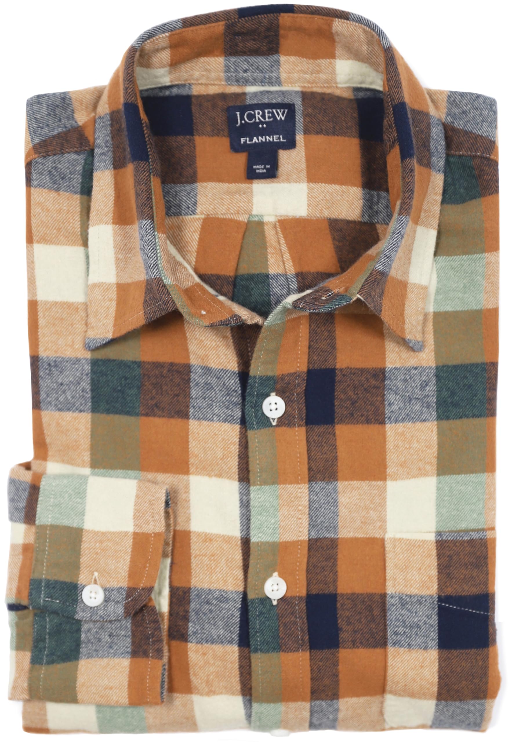 J.Crew Mercantile Men's Long Sleeve Slim-Fit Flannel Shirt (L, Brown Natural Gingham)