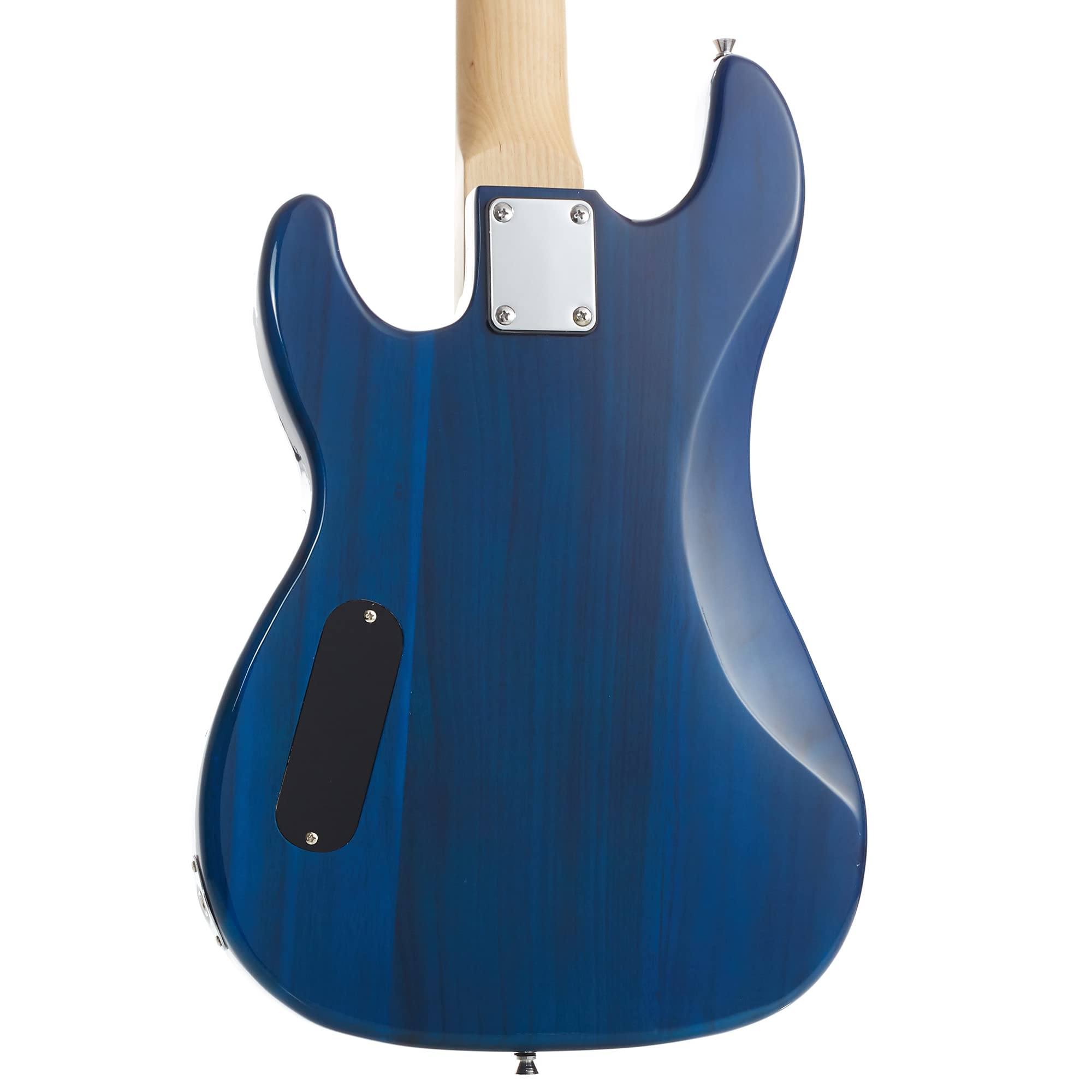 Davison Guitars Guitars 4-String Electric Bass Guitar, Blue - Full Size Right Handed Beginner Kit with Gig Bag and Accessories