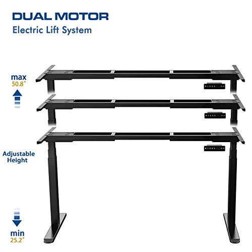 AIMEZO Dual Motor Electric Adjustable Desk Base Standing Workstation Smart Desk Adjustable Height Sit Stand Home Office Standing Desk Frame with 3 Tiers Legs/ 4 Memory Preset Button Controller