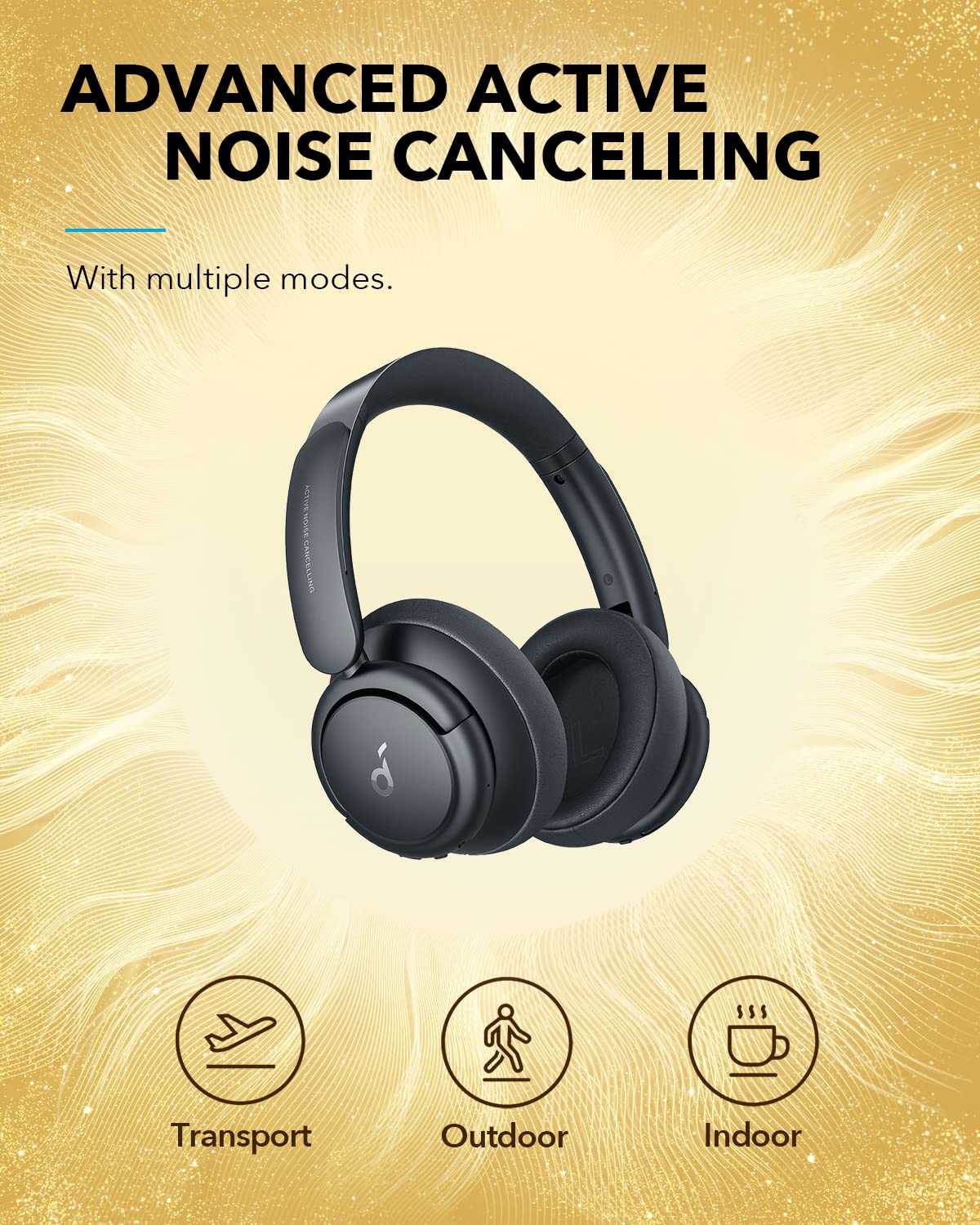 Soundcore by Anker Life Q35 Multi Mode Active Noise Cancelling Headphones, Bluetooth Headphones with LDAC for Hi Res Wireless Audio, 40H Playtime, Comfortable Fit, Clear Calls (Black) (Renewed)