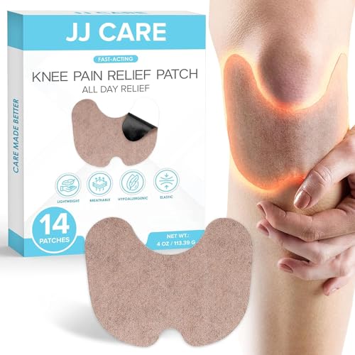 JJ CARE Knee Patches - 14 Pcs Knee Patches for Pain Relief Extra Strength - 5.5" x 3.9" Pain Relief Patch for Knee, Knee Pain Relief Patch for Arthritis, Inflammation, Sciatica, Muscle & Joint