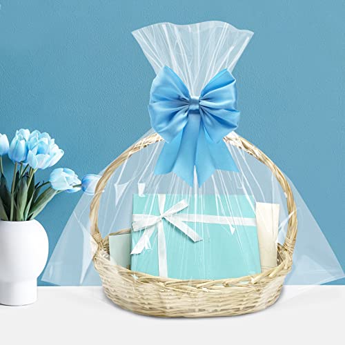 Morepack Large Cellophane Bags for Gift basket 30x30 Inches Clear Basket Bags 10Pieces