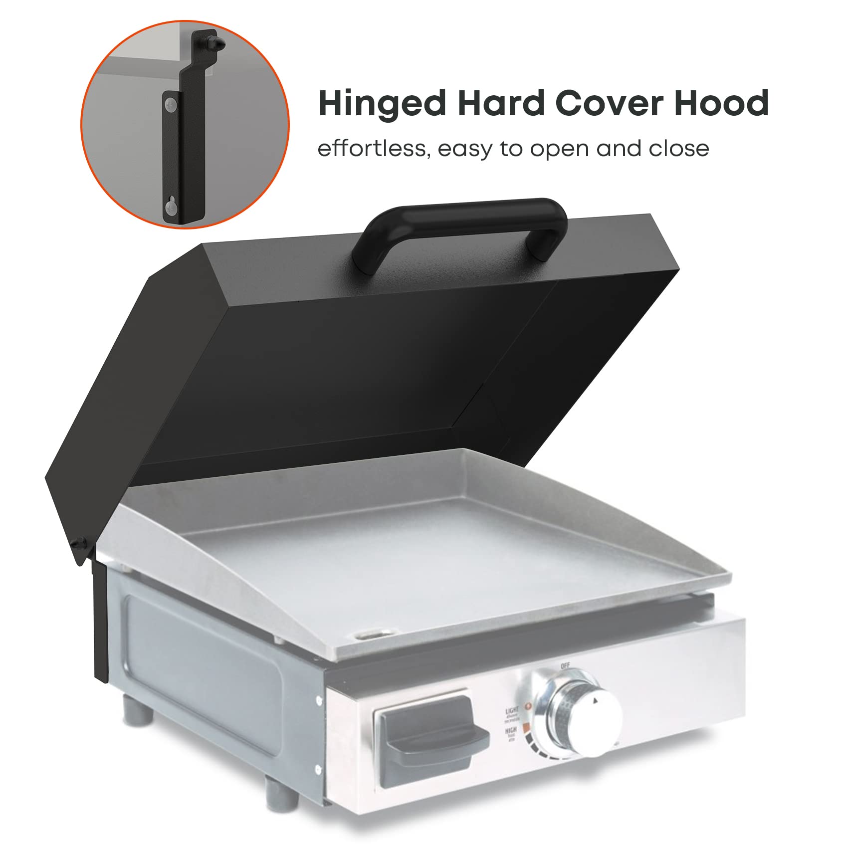 Stanbroil Hard Cover Hood for Blackstone 17 Inches Front Grease Table Top Griddle, Black