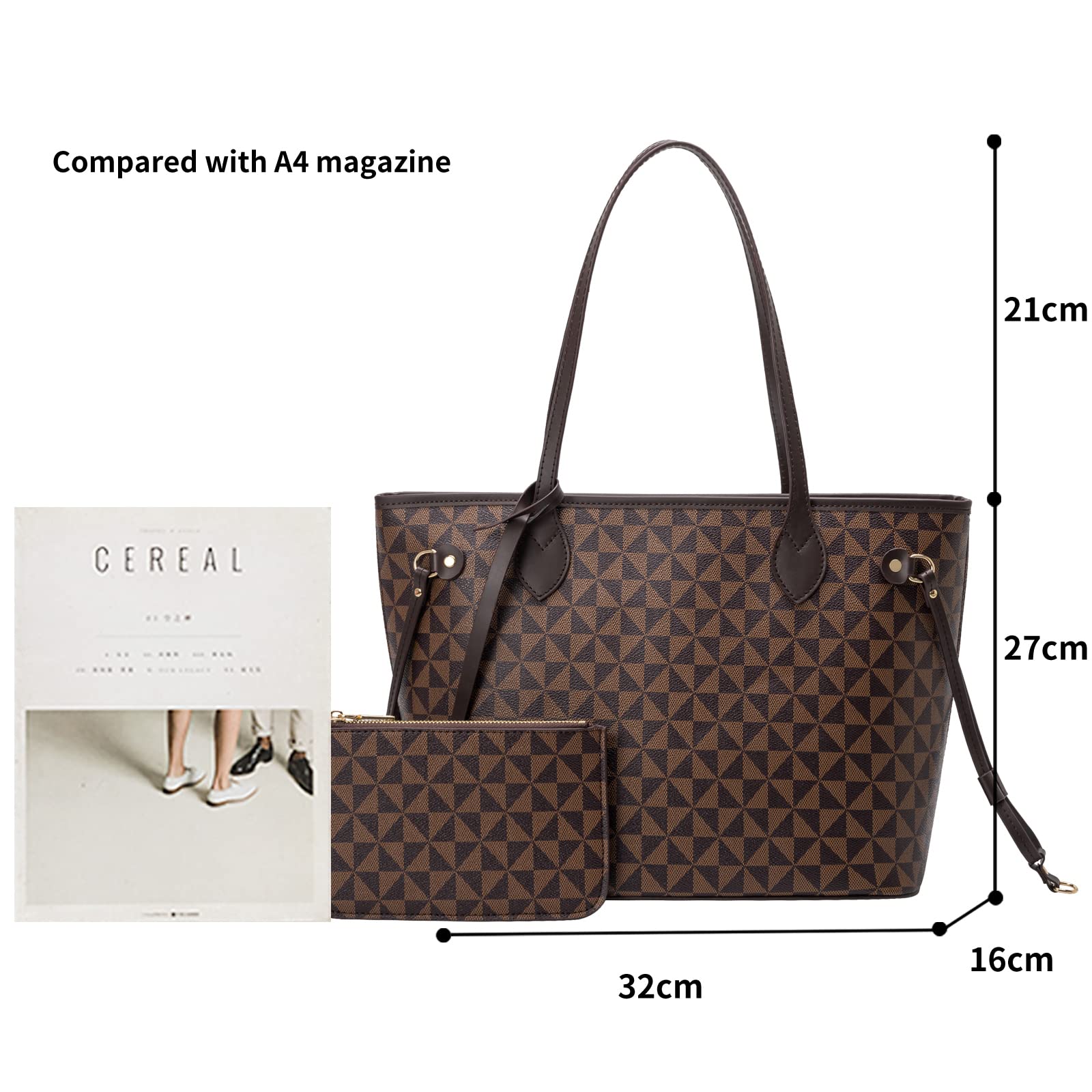 Lacel Urwebin Handbags for Women Designer Fashion Purses Top Handle Satchel Shoulder Bags 2pcs with Small Wallet (Brown)