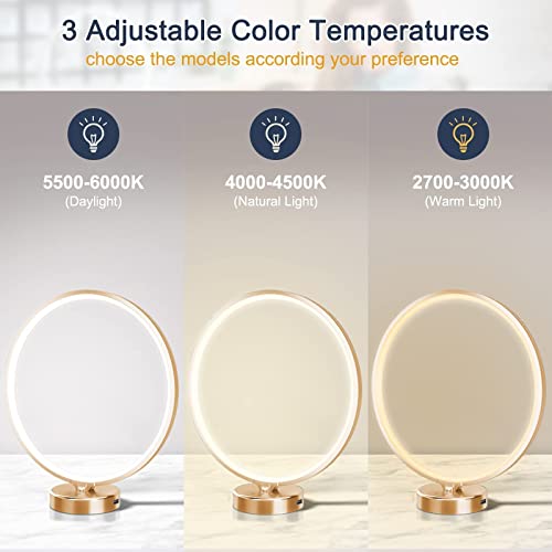 Doraubia Light Therapy Lamp,10000 Lux UV Free Sun Lamp with Touch & Remote Control, Desk Lamp with Stepless Brightness, Timer and 3 Color Temperatures (Gold)