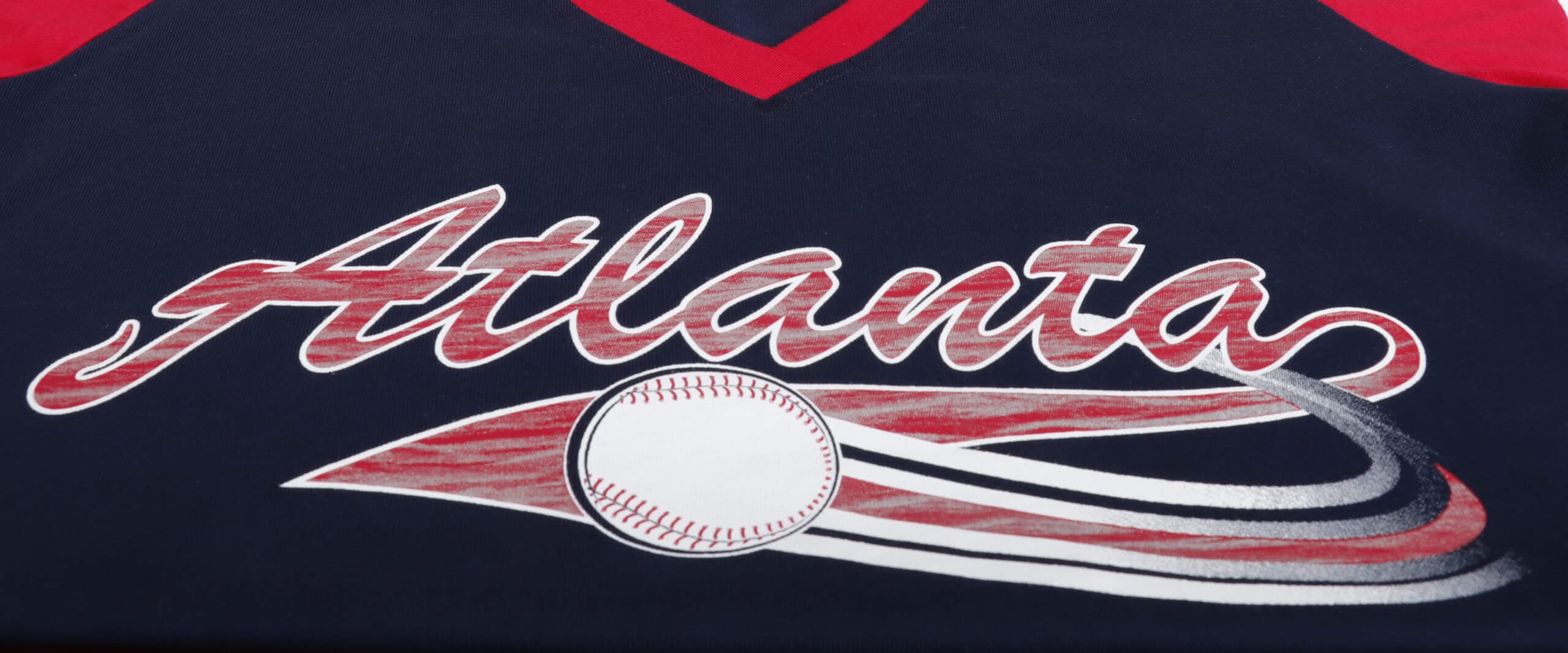Geneisteck Womens City Baseball V Neck Fans Raglan T-Shirts - Navy & Red (Size:L)