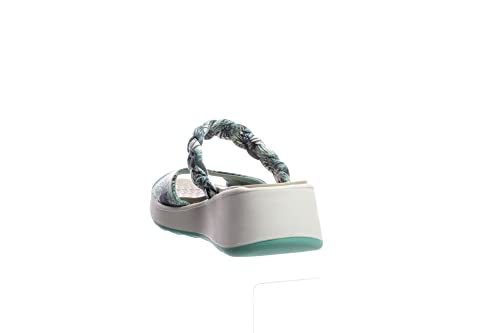 BZees Womens New Wave Slide Sandal Green Leaf Print 6 M