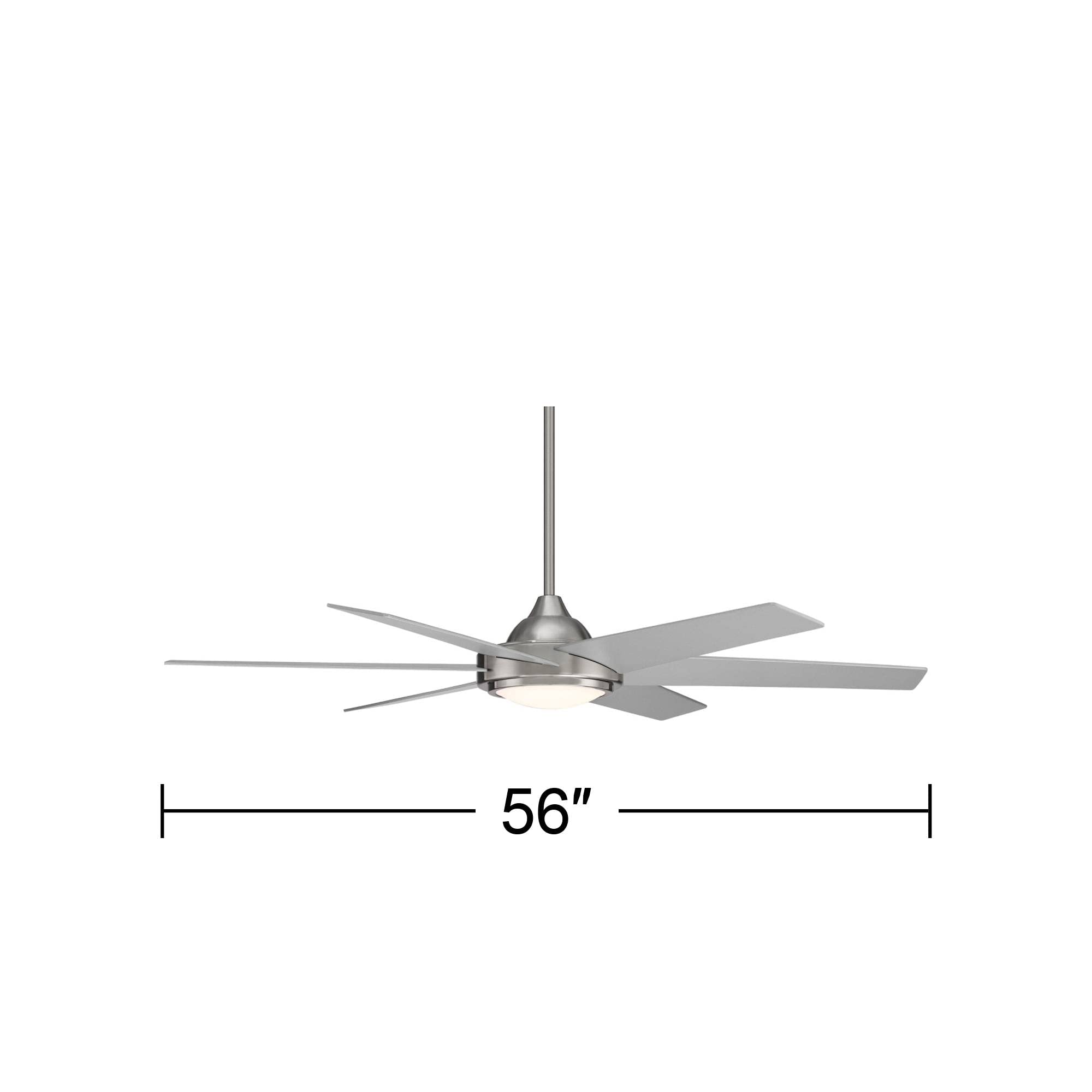 Casa Vieja 56" Estate Modern 6 Blade Indoor Outdoor Ceiling Fan with Light LED Remote Control Brushed Nickel White Diffuser Damp Rated for Patio Exterior House Porch Gazebo Garage