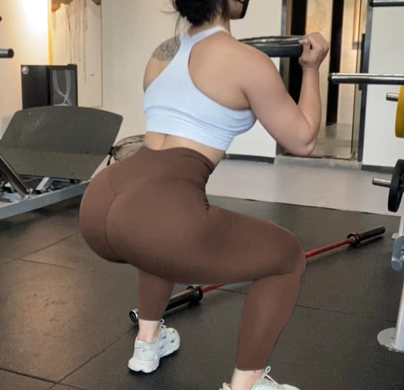 MOSHENGQI Seamless Workout Leggings for Women Butt Lifting High Waisted Tummy Control Yoga Pants(M,00-Coffee)