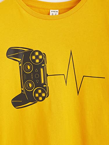 WDIRARA Boy's Gamer Heartbeat T-Shirt Video Game Lover Shirt T-Shirt Yellow 10Y