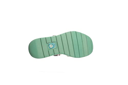 BZees Womens New Wave Slide Sandal Green Leaf Print 6 M