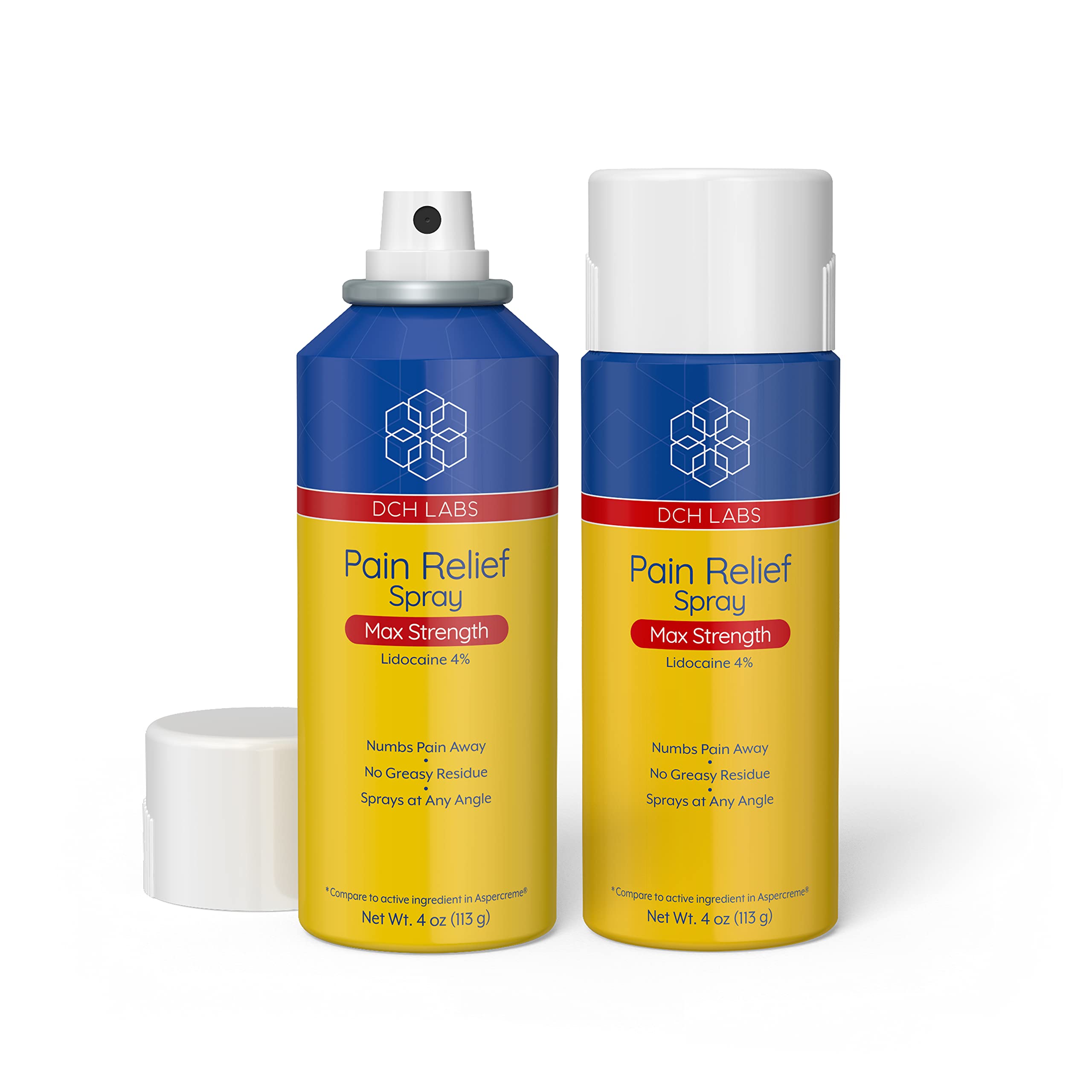 DCH Labs Maximum Strength Pain Relief Spray, 4% Lidocaine, Numbs Pain Away, Nerve Pain, 4 oz (2 Pack)