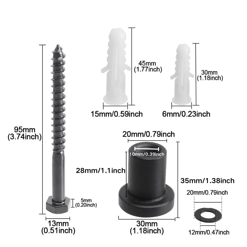 Mairuker Sliding Barn Door Hardware 1.38in Black Spacer Replacement Barn Door Hardware Kit with Screws for 16" Stud Wall (Set of 5)