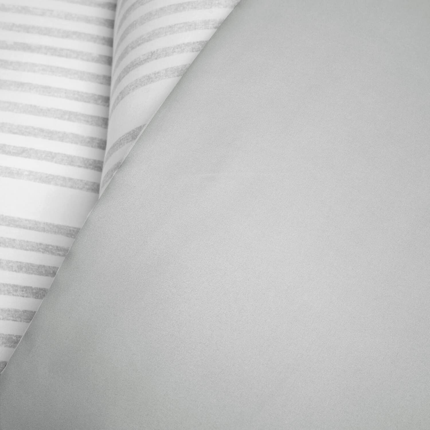 Lush Decor Farmhouse Drew Stripe Silver-Infused 5 Piece Comforter Set, Full/Queen, Neutral