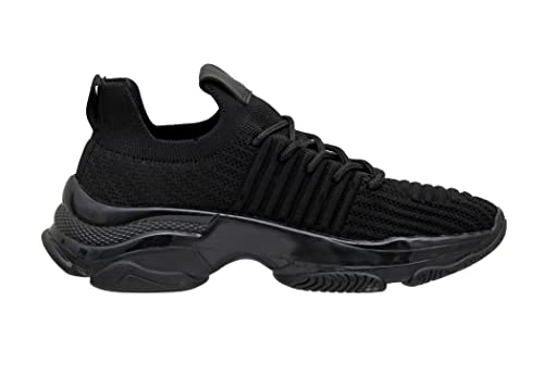 CUSHIONAIRE Women's Apolo Knit Sneaker +Memory Foam, Black/Clear Bottom 8.5