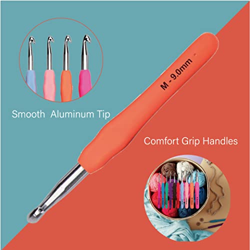 20 Sizes Crochet Hooks Complete Set,0.5mm-10mm Ergonomic Crochet Hooks with Case for Arthritic Hands