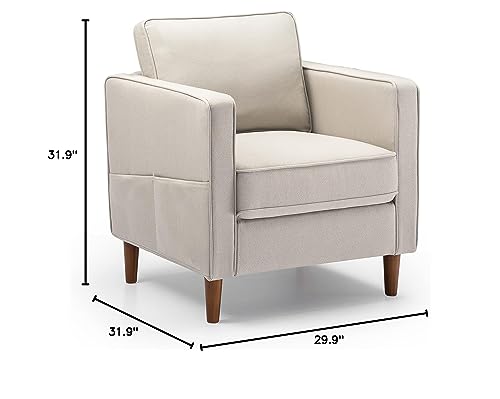 Mellow HANA Modern Linen Fabric Loveseat / Sofa / Couch with Armrest Pockets, Sand Grey