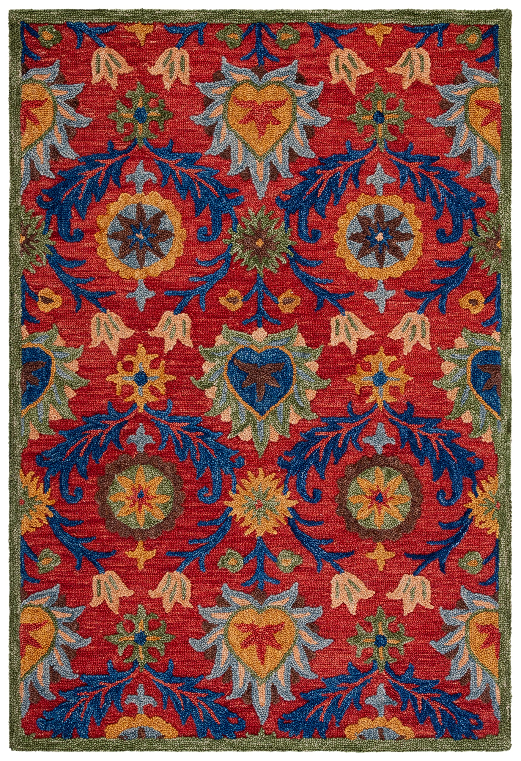 SAFAVIEH Blossom Collection 8' x 10' Red/Blue BLM563Q Handmade Floral Premium Wool Living Room Dining Bedroom Area Rug