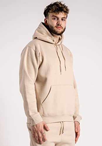 Blank Knights Men's Hooded Sweatshirt Plain Blank Casual Soft Brushed Fleece Hoodie, Sand, Medium