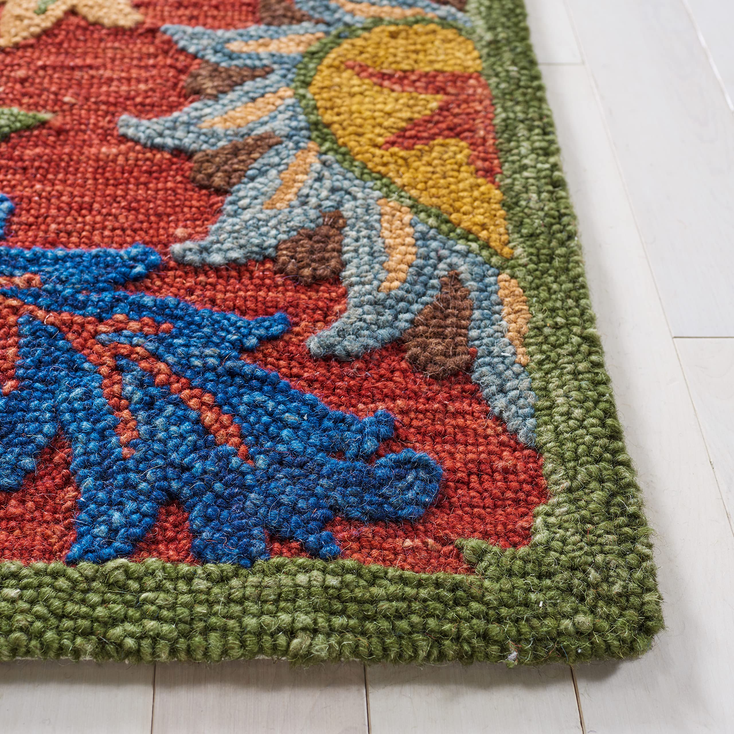SAFAVIEH Blossom Collection 8' x 10' Red/Blue BLM563Q Handmade Floral Premium Wool Living Room Dining Bedroom Area Rug