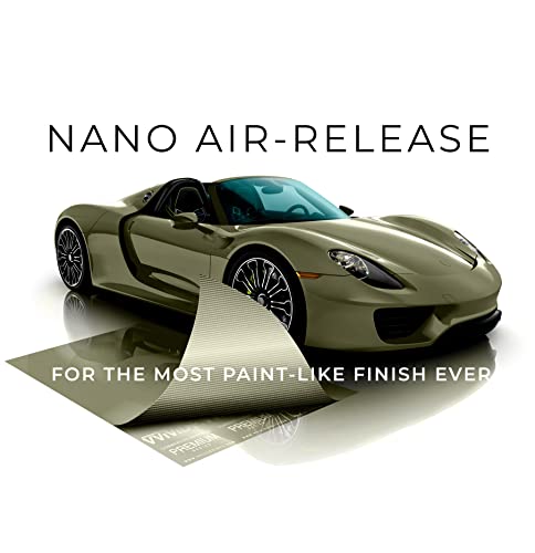 VViViD+ Ultra Gloss Combat Military Green 3ft x 5ft Vinyl Car Wrap Premium Paint Replacement Film Roll w Nano Air Release Technology, Stretchable Protective Liner