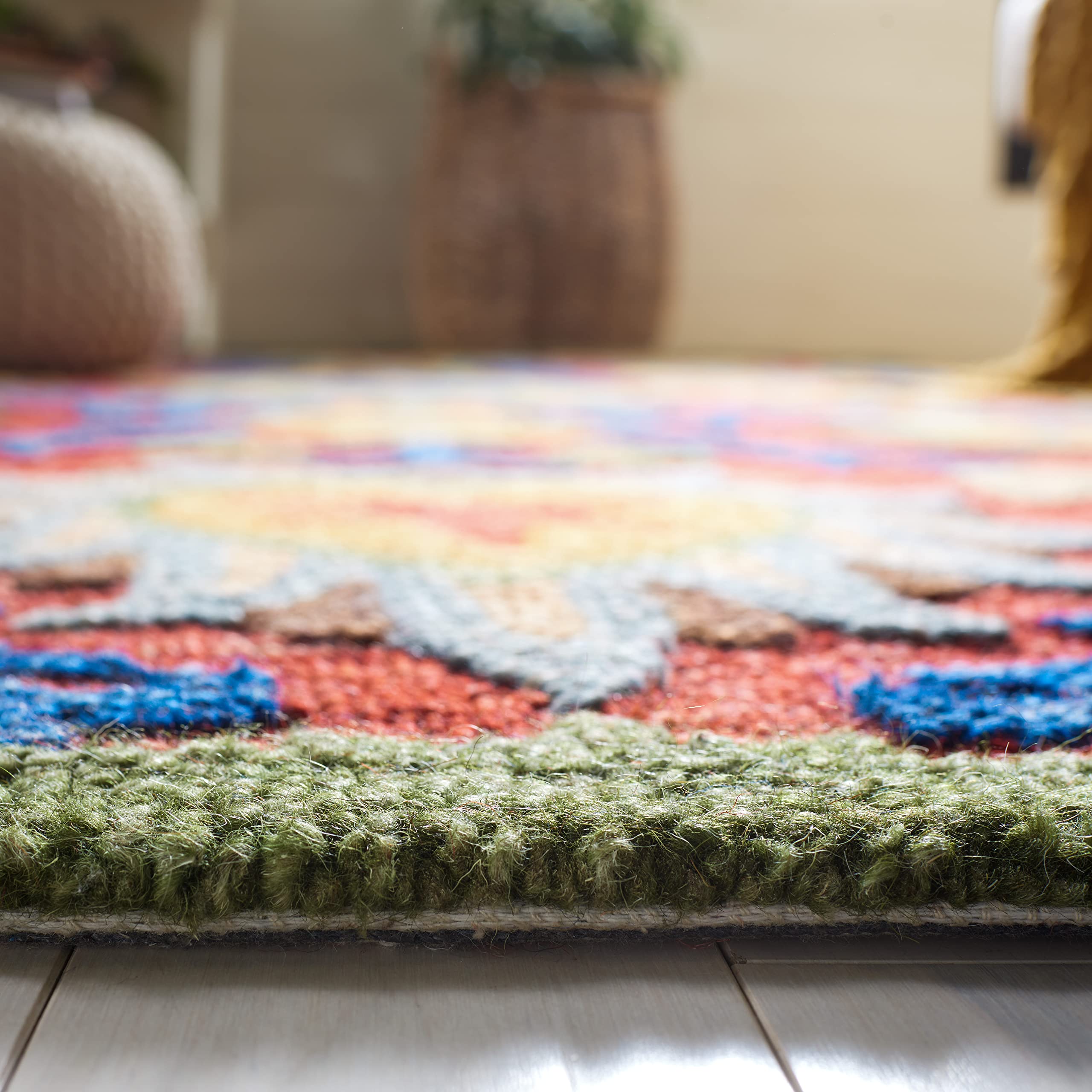 SAFAVIEH Blossom Collection 8' x 10' Red/Blue BLM563Q Handmade Floral Premium Wool Living Room Dining Bedroom Area Rug