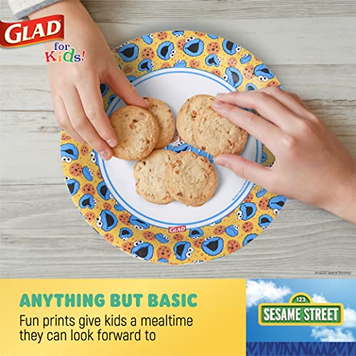 Glad for Kids Sesame Street Elmo and Cookie Monster Disposable Dining Supplies | Bundle Includes Paper Plates and Paper Cups | Heavy Duty Disposable Tabletop