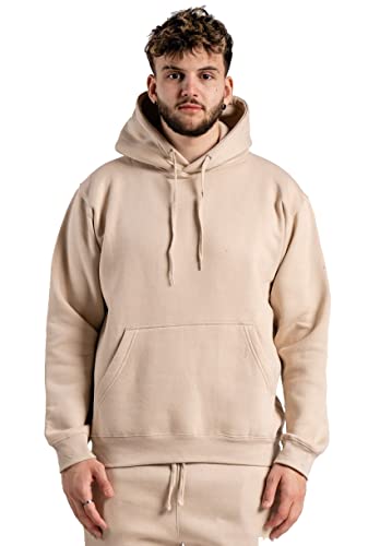 Blank Knights Men's Hooded Sweatshirt Plain Blank Casual Soft Brushed Fleece Hoodie, Sand, Medium