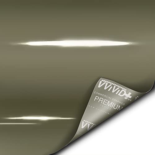 VViViD+ Ultra Gloss Combat Military Green 3ft x 5ft Vinyl Car Wrap Premium Paint Replacement Film Roll w Nano Air Release Technology, Stretchable Protective Liner