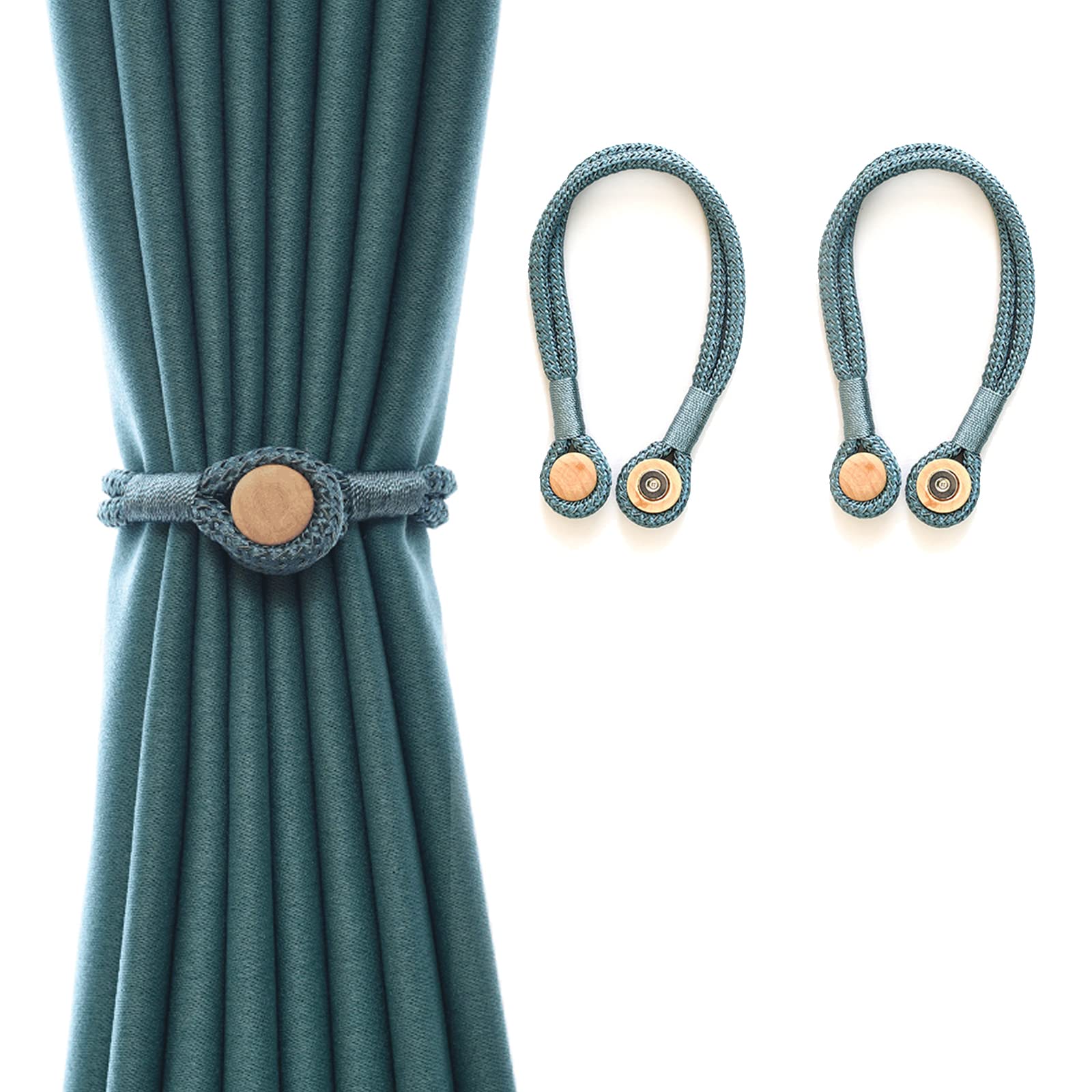 2 PCS Curtain Rope Holdbacks,Magnetic Curtain Tiebacks Magnetic Curtain Rope Holdbacks Handmade Curtain Tie Backs Elegant Curtain Rope Holdbacks
