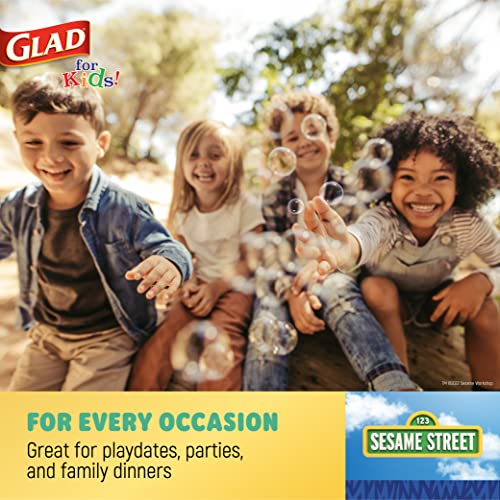 Glad for Kids Sesame Street Elmo and Cookie Monster Disposable Dining Supplies | Bundle Includes Paper Plates and Paper Cups | Heavy Duty Disposable Tabletop