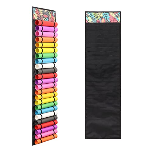 Guaber Vinyl Holder with 47 Compartments Vinyl Roll Holder Gift Wrap Organizer Door Wall Hanging Craft Vinyl Storage Organizer Vinyl roll Holder Wall Mounted