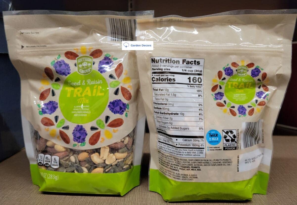 Southern Grove Seed & Raisin Trail Mix 10oz 283g (Two Bags)