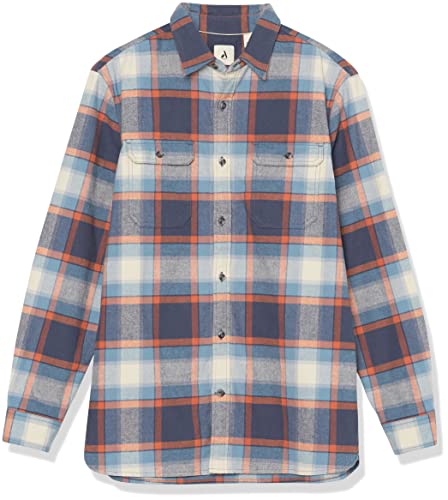 Amazon Aware Men's Regular-Fit Long-Sleeve Flannel Shirt, Blue Plaid, X-Large