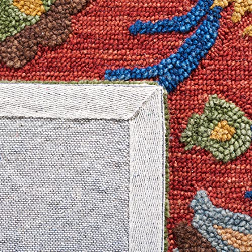 SAFAVIEH Blossom Collection 8' x 10' Red/Blue BLM563Q Handmade Floral Premium Wool Living Room Dining Bedroom Area Rug